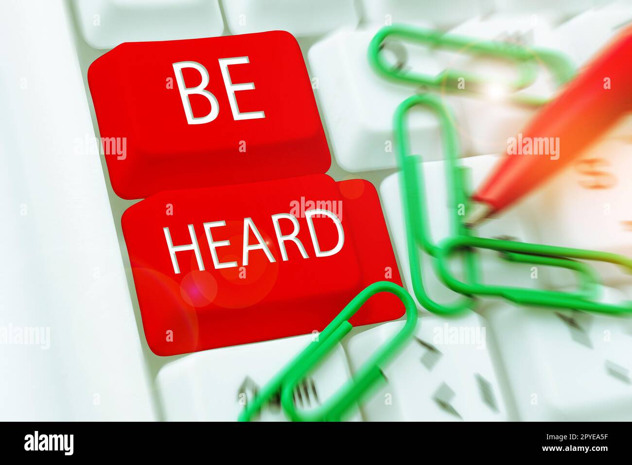 Hand writing sign Be Heard. Business showcase promote a state of ...