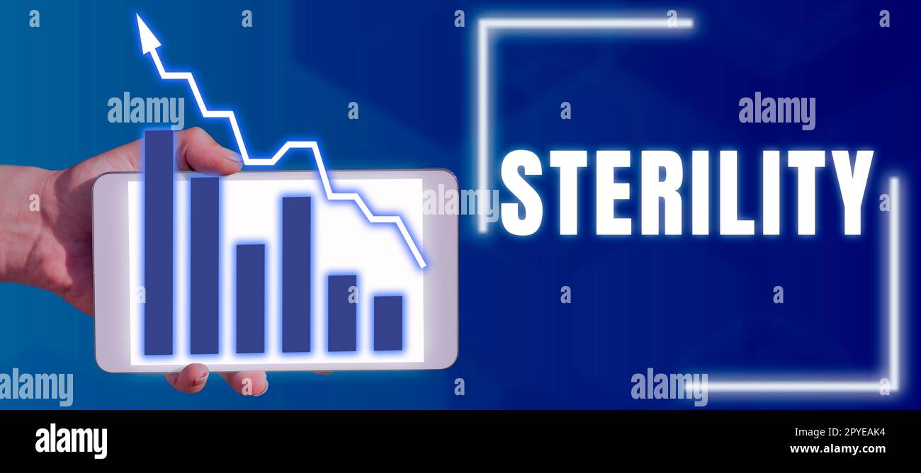 Text sign showing Sterility. Word Written on a condition of being free ...