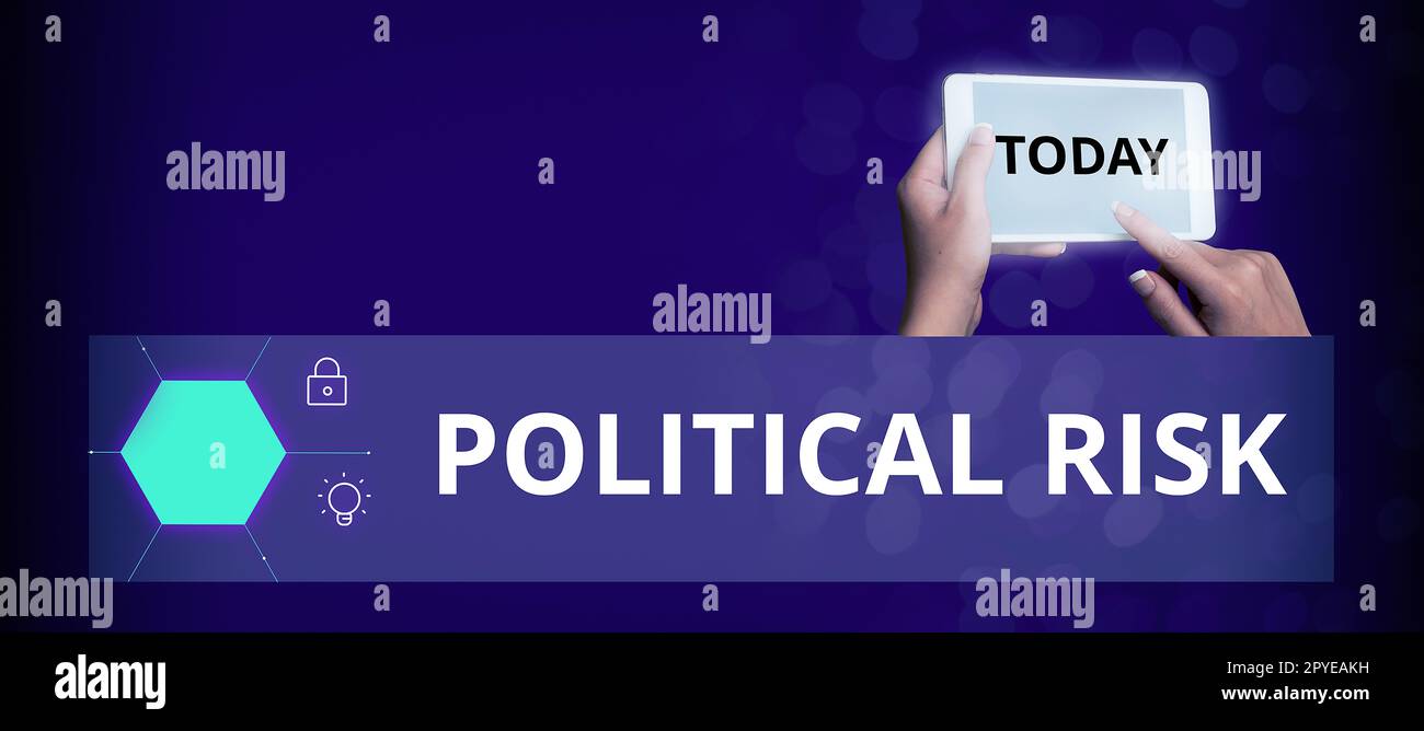 Hand writing sign Political Risk. Business concept communications ...