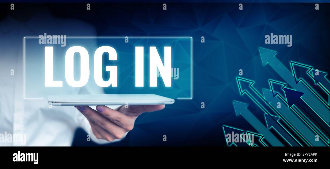 Hand writing sign Log In. Internet Concept go through the procedures to ...