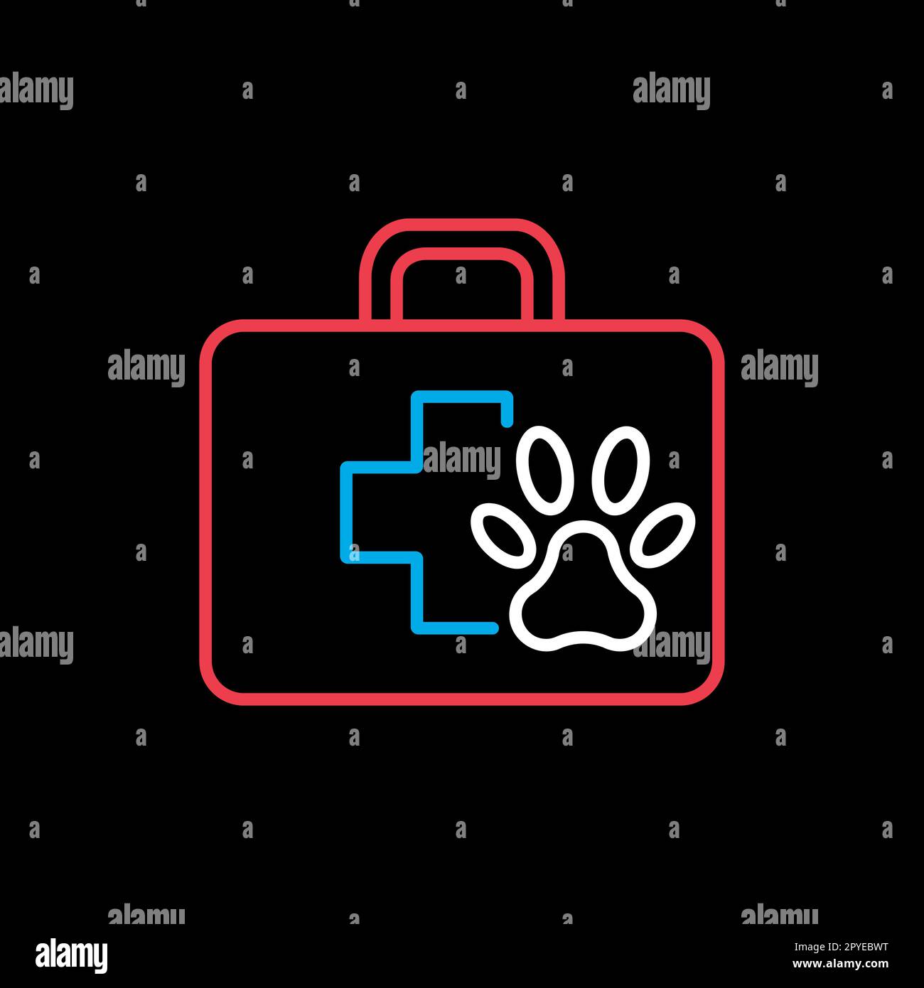 Pet first aid kit vector icon on black background. Clinic box. Graph ...