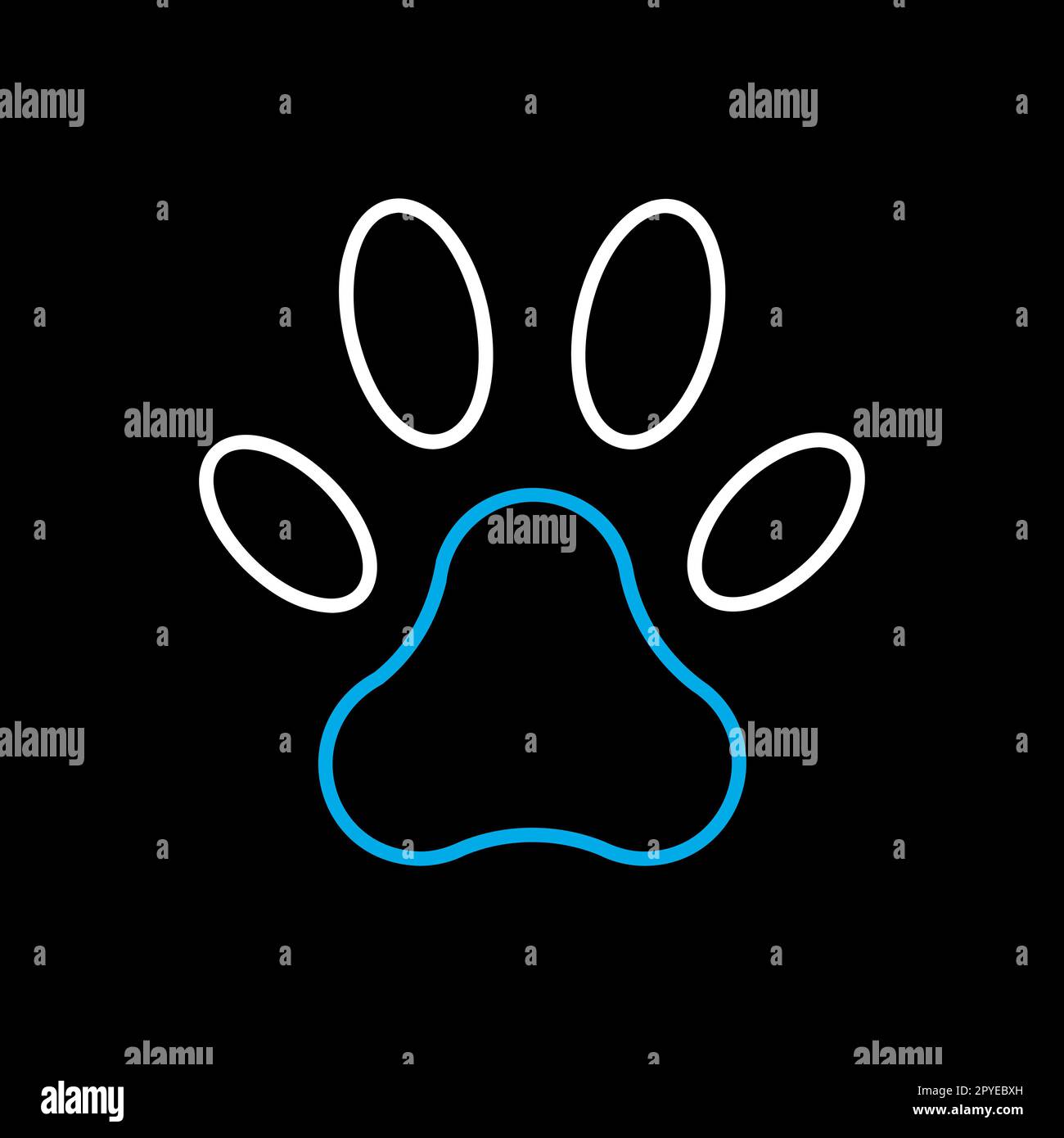 Paw vector icon on black background. Pet animal sign. Graph symbol for ...