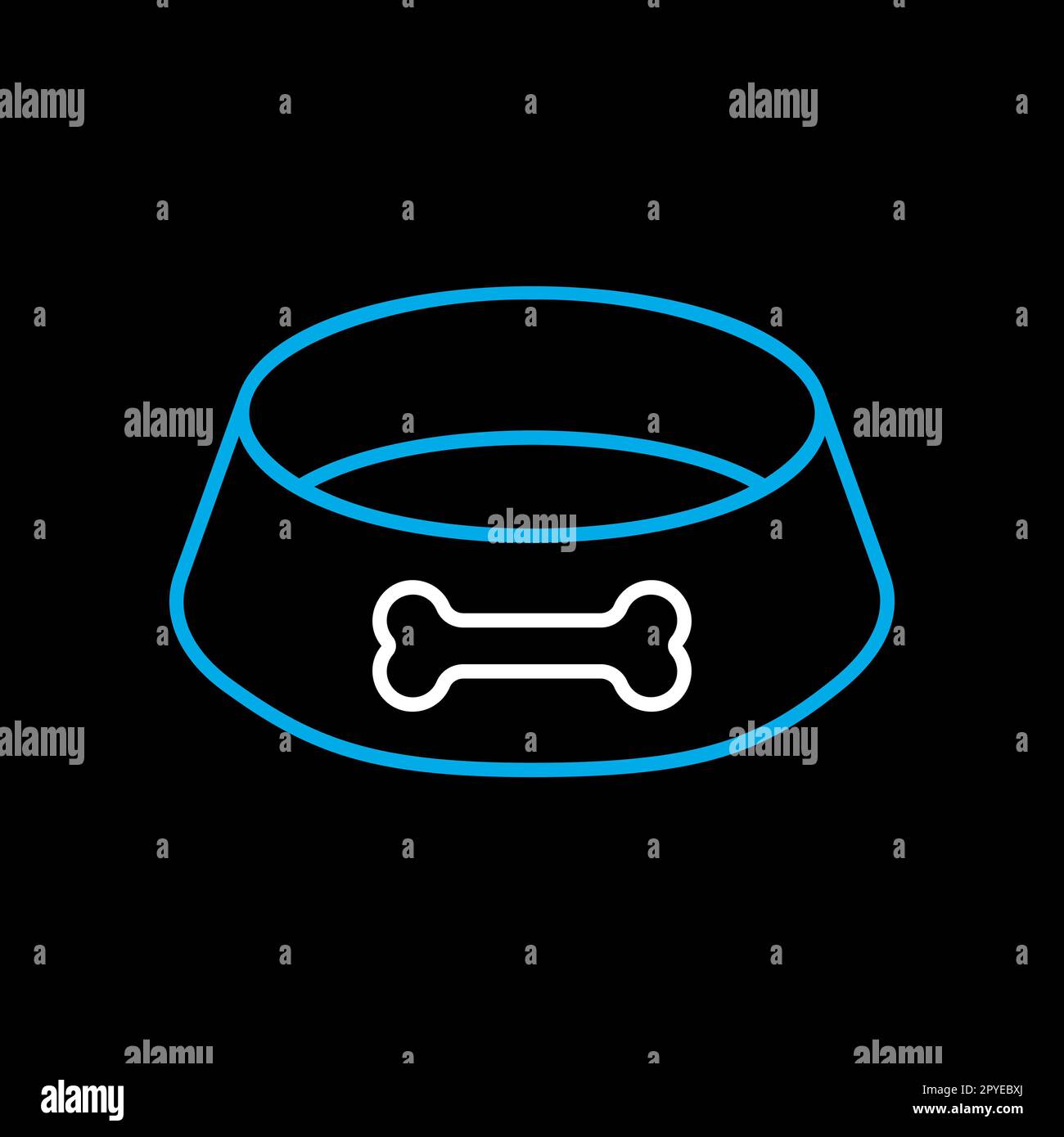 Pet dog bowl vector icon on black background. Pet animal sign. Graph ...