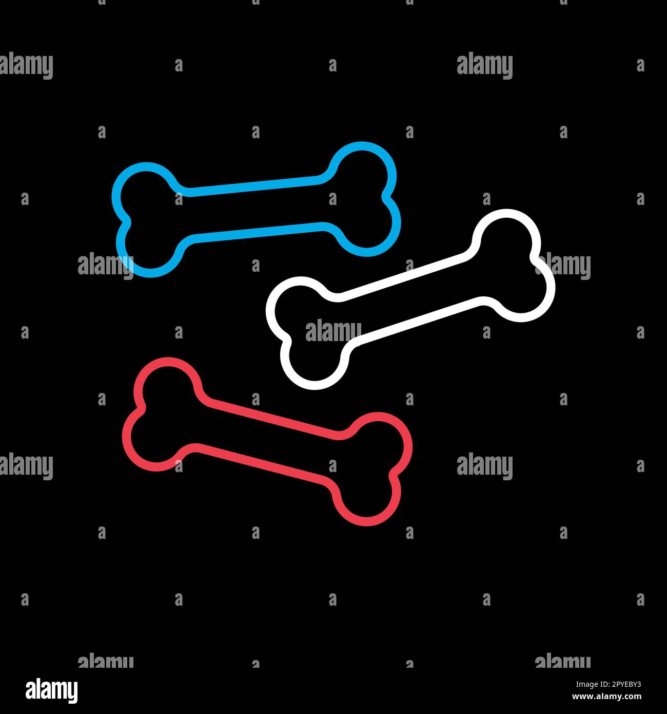 Dog bone vector icon on black background. Pet animal sign. Graph symbol ...