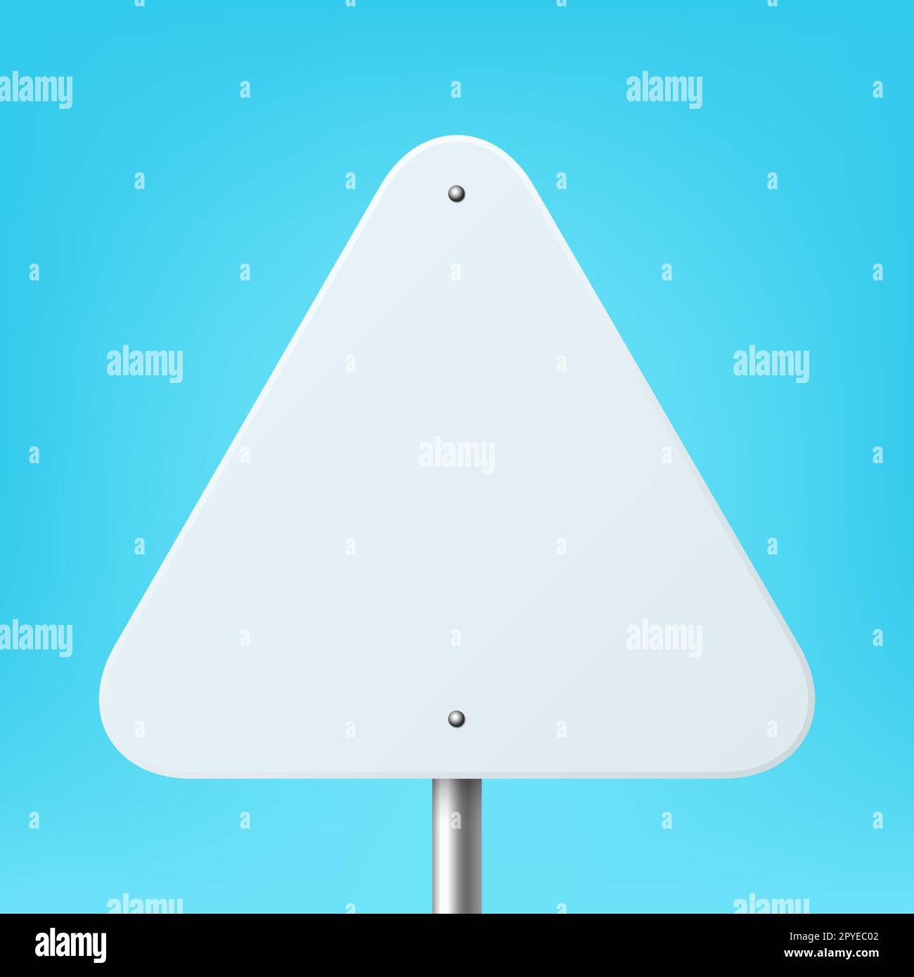 Vector White Blank Triangle Road Sign Frame Icon Closeup on Blue ...