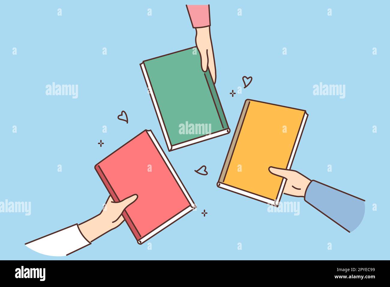 Diverse people holding notebooks in hands. Students show colorful ...