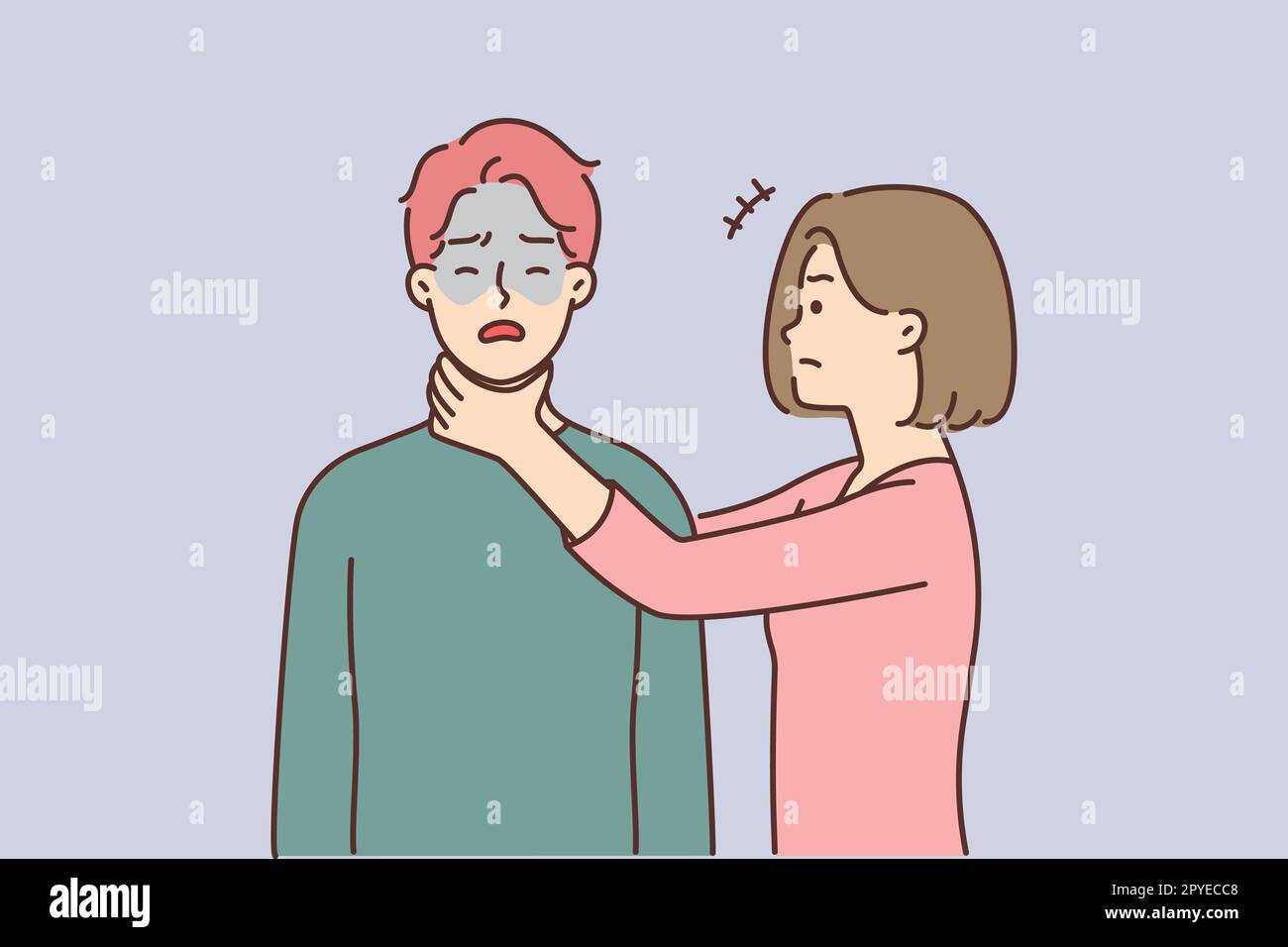 Aggressive woman choking man argue or quarrel with lover. Jealous ...