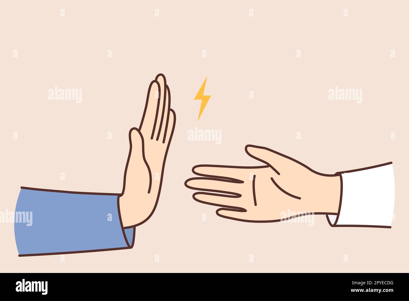 Person stretch hand for handshake with encounter reject gesture ...