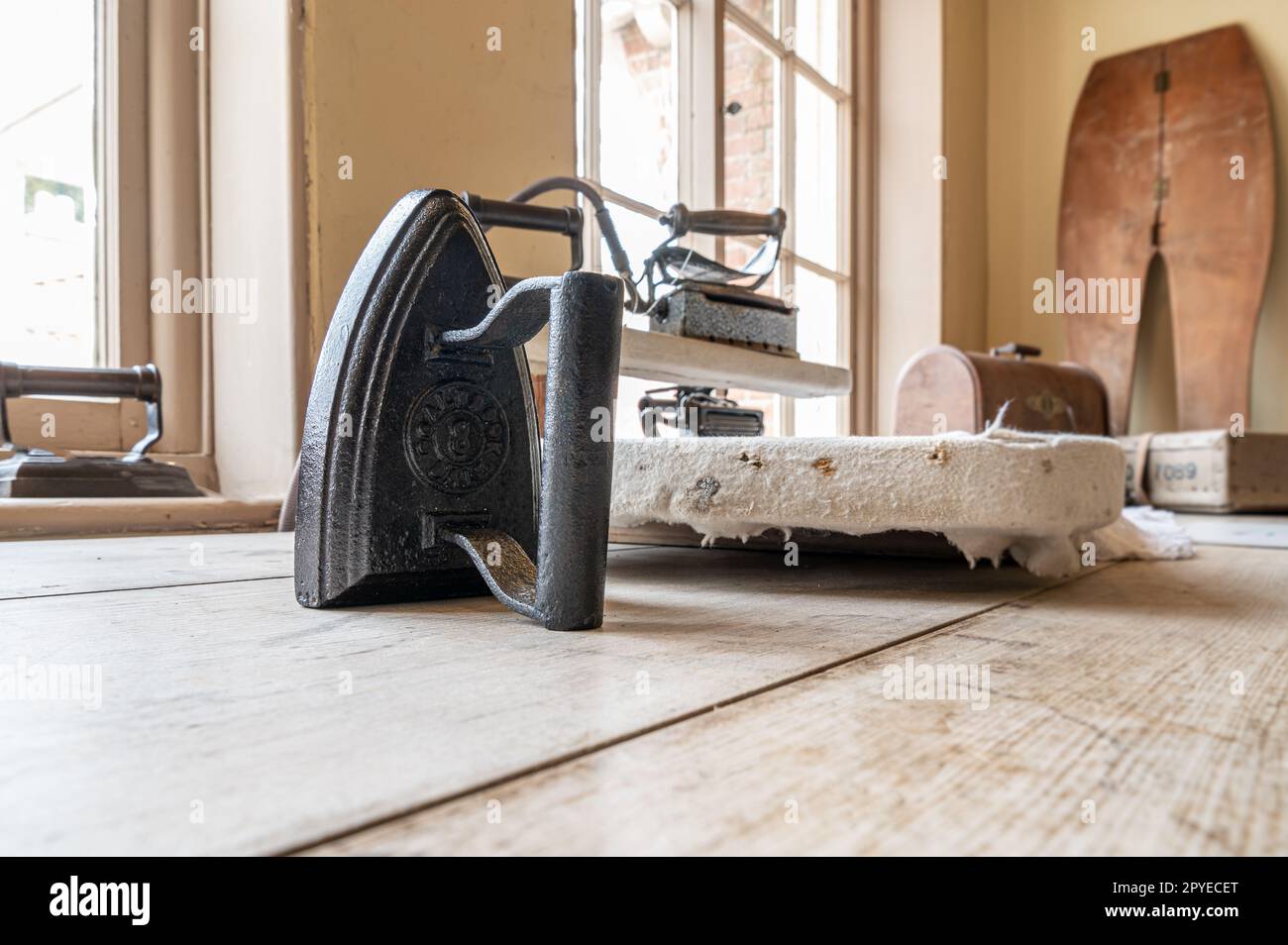 A traditional Iron from a Victorian Laundry, Dorset, England Stock ...