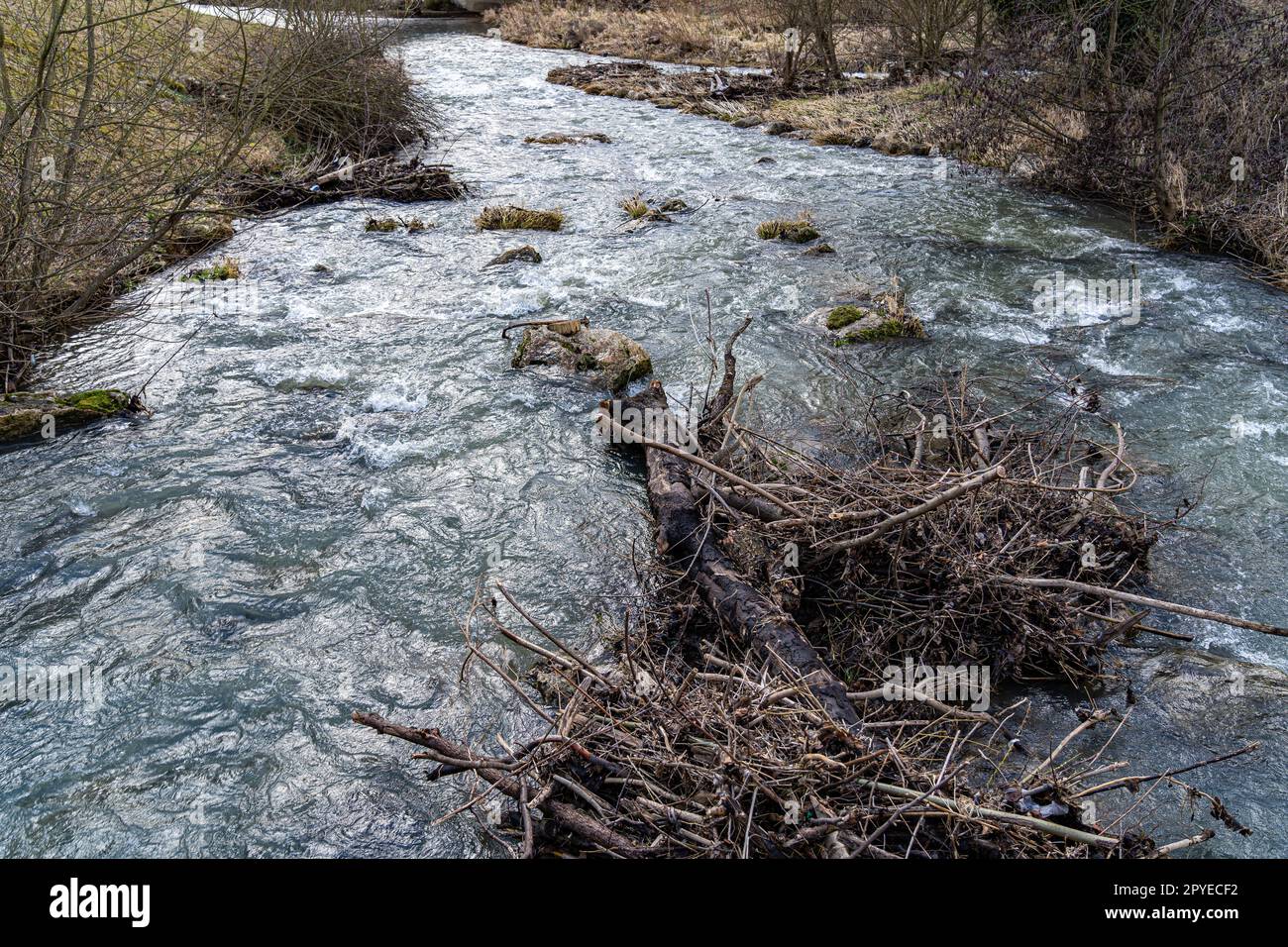 Little river through the lonely and cold countryside Stock Photo - Alamy