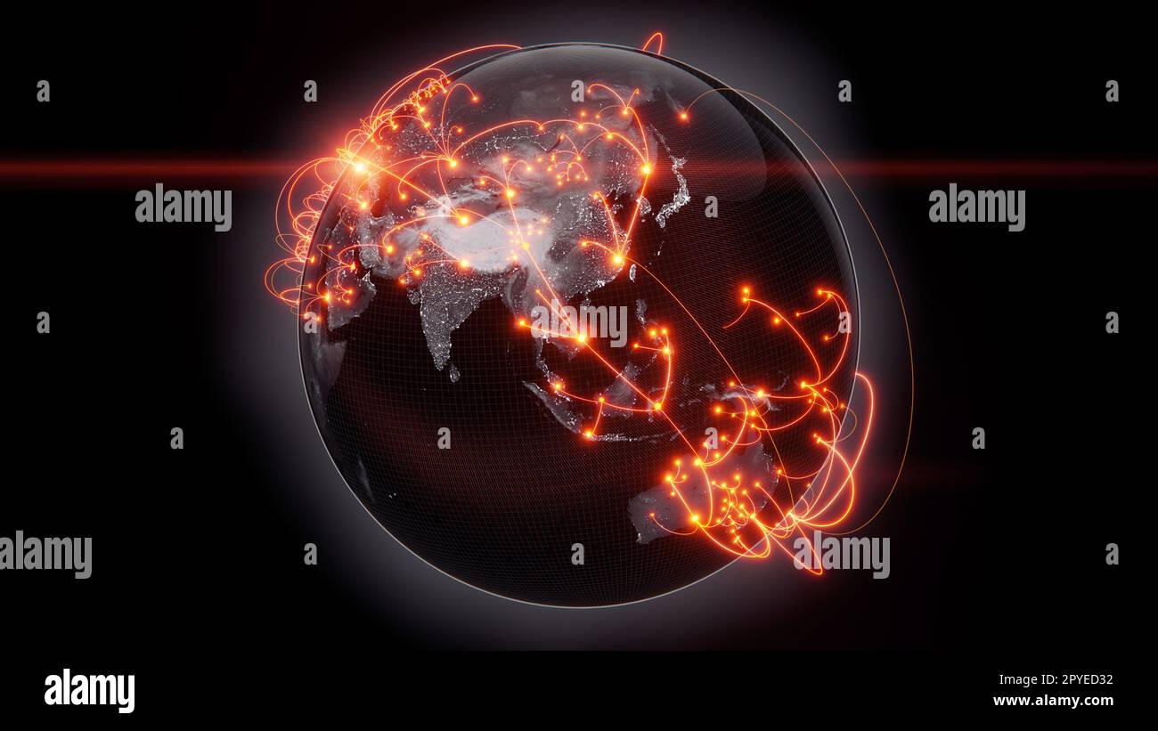 Global connection concept. Planet earth network sphere. 3d rendering ...