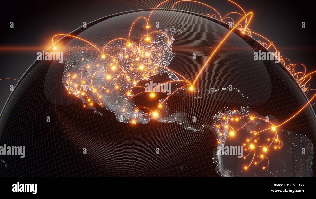 Global connection concept. Planet earth network sphere. 3d rendering ...