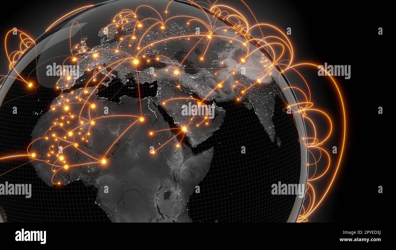 Global connection concept. Planet earth network sphere. 3d rendering ...