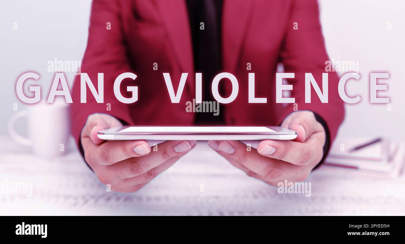 Conceptual display Gang Violence. Business showcase infringement of the ...