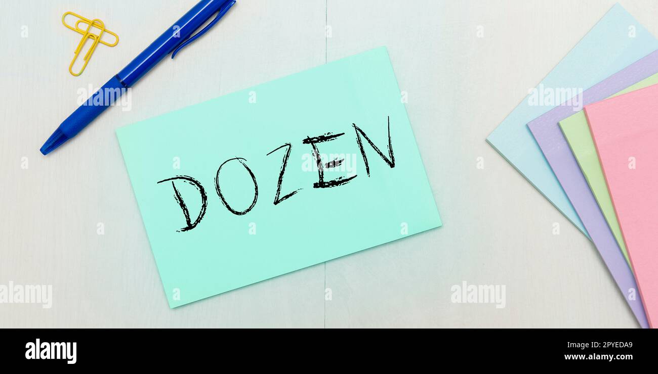 Conceptual display Dozen. Word Written on group or set of twelve ...
