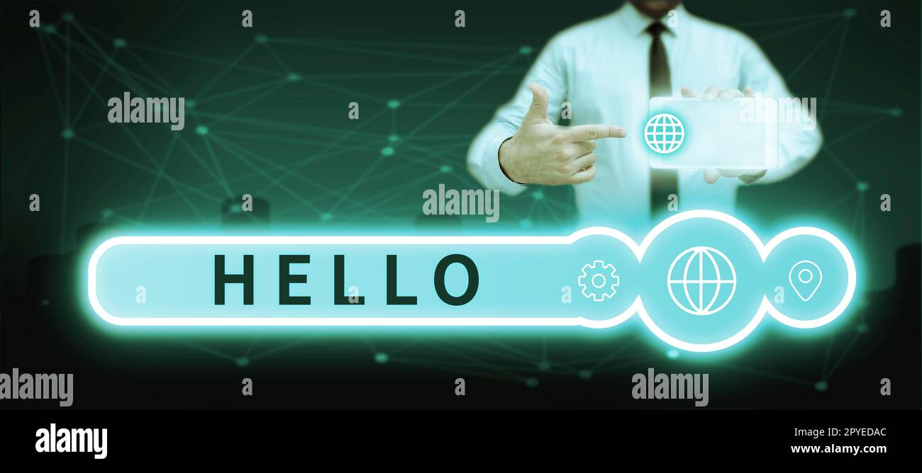 Handwriting text Hello. Concept meaning used as a greeting or to begin ...