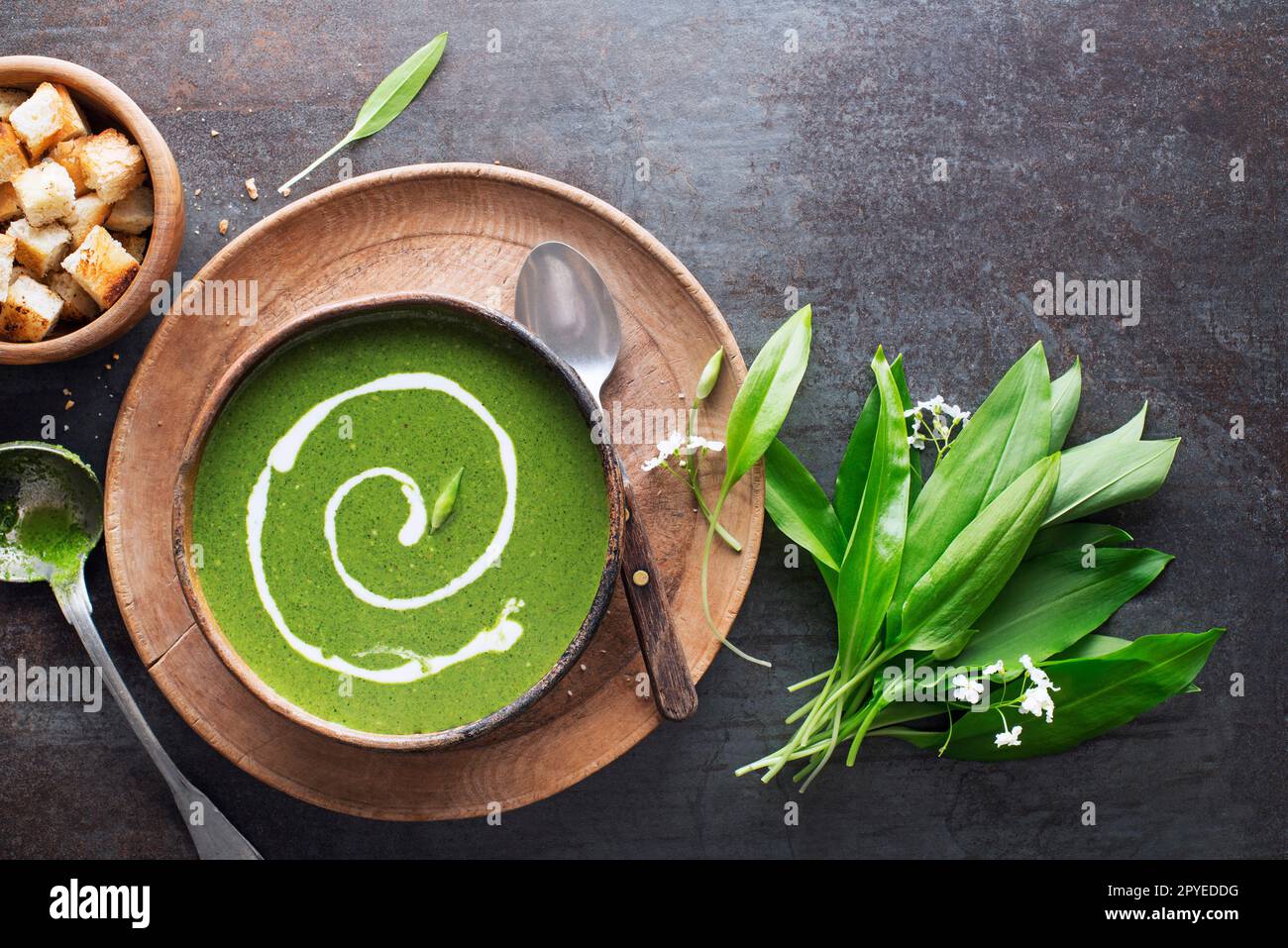 Soup ramson wild garlic Stock Photo - Alamy
