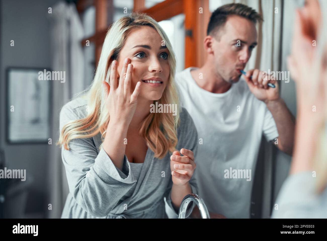 Theyve got a morning routine that works. a young couple getting ready ...