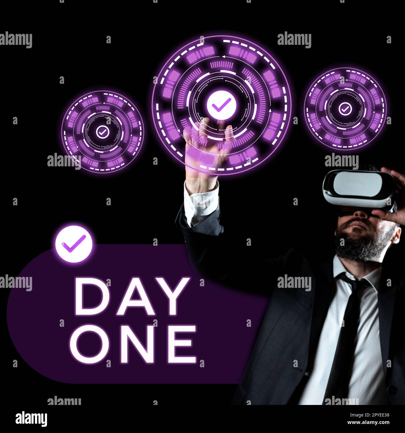 Hand writing sign Day One. Internet Concept Start moment First step ...