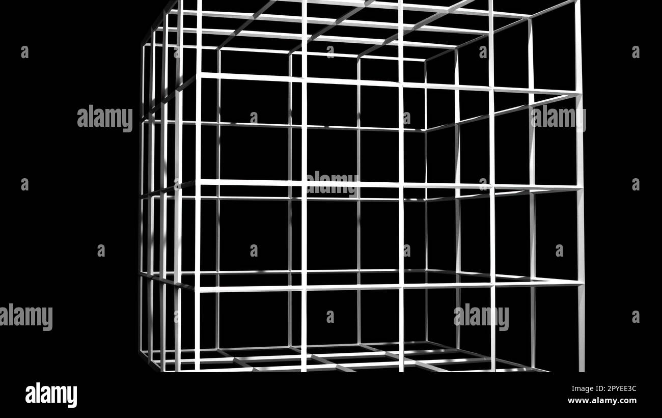 White wireframe cube Stock Photo - Alamy