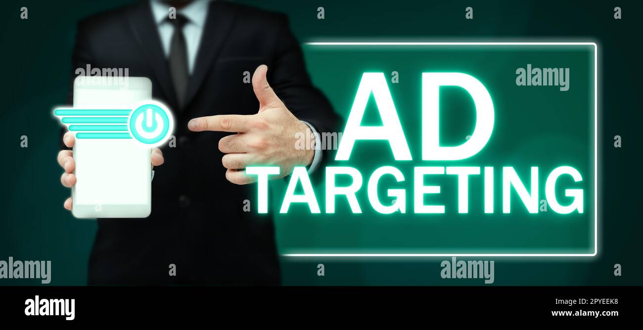 Hand writing sign Ad Targeting. Concept meaning target the most ...