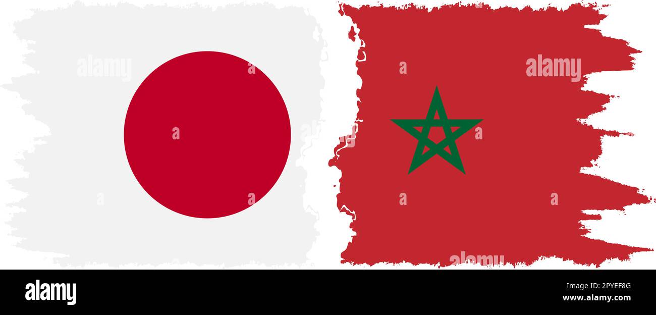 Morocco and Japan grunge flags connection, vector Stock Vector Image ...