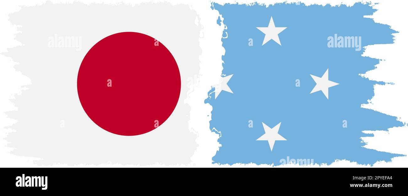 Federated States of Micronesia and Japan grunge flags connection ...