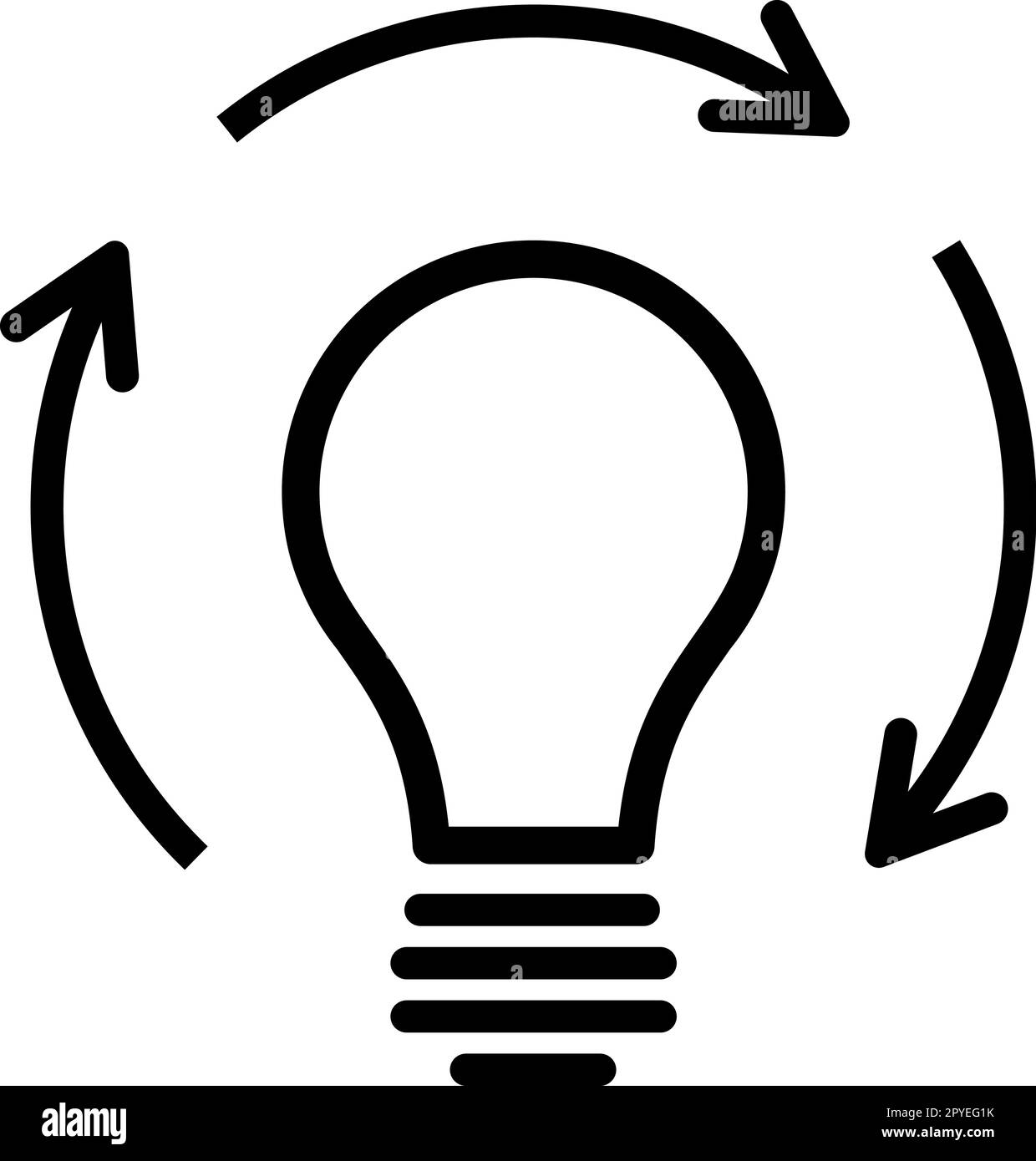 Linear icon of a lightbulb as an idea generation or startup concept ...
