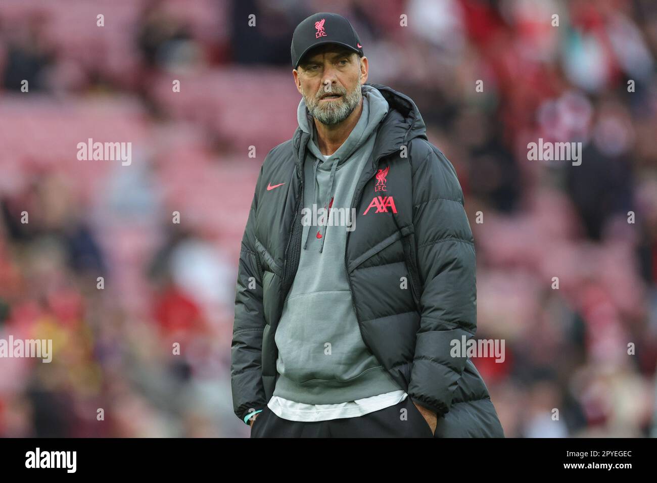 Jürgen Klopp manager of Liverpool during the pre-game warm up ahead of ...