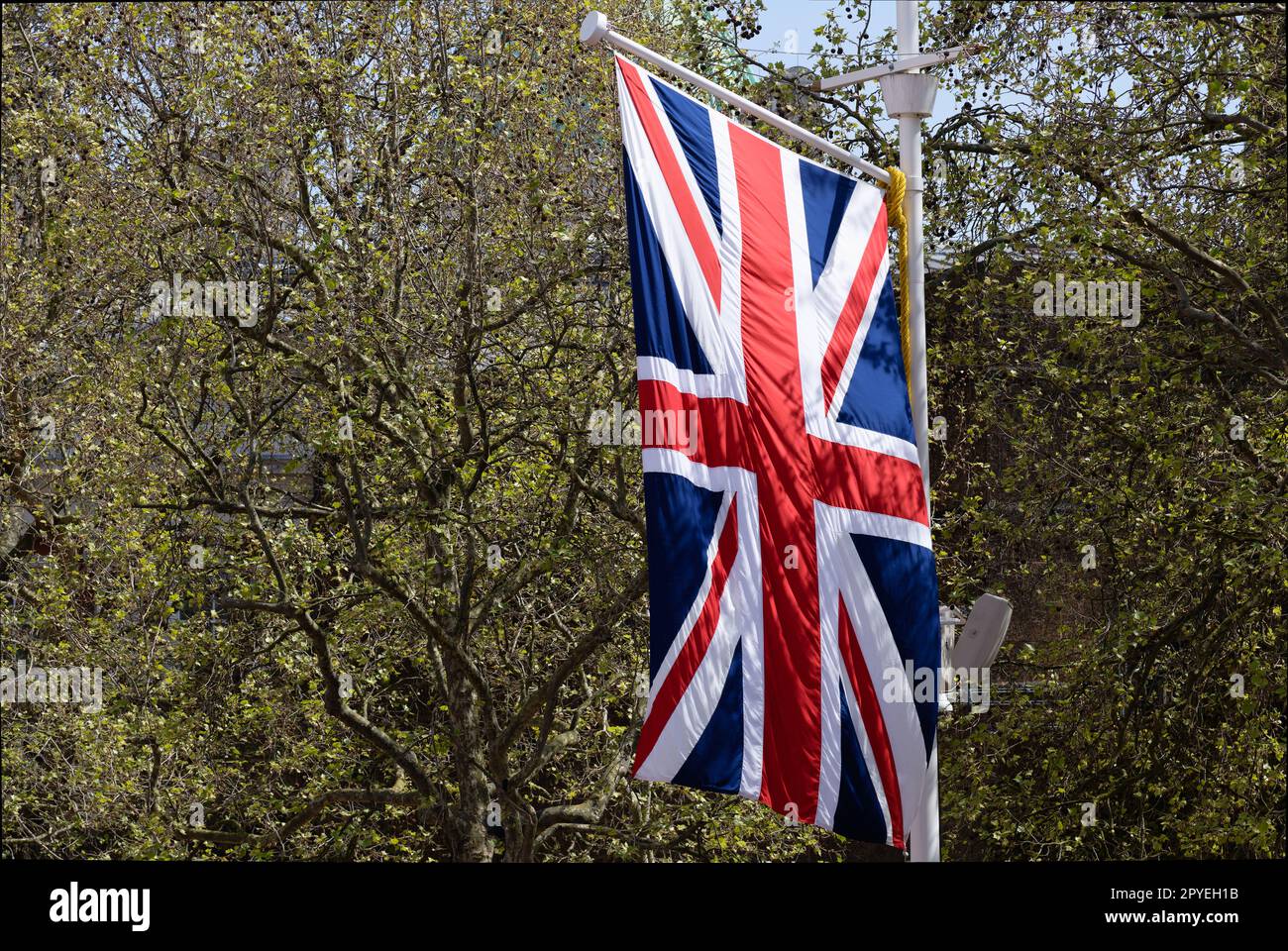 The Union Jack, the British flag, flying in the Mall, the road to ...