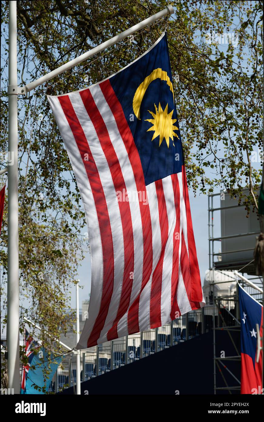The flag of commonwealth country Malaysia flying in London before trhe ...