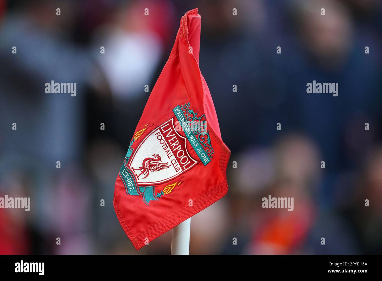 A Liverpool branded corner flag during the Premier League match at ...