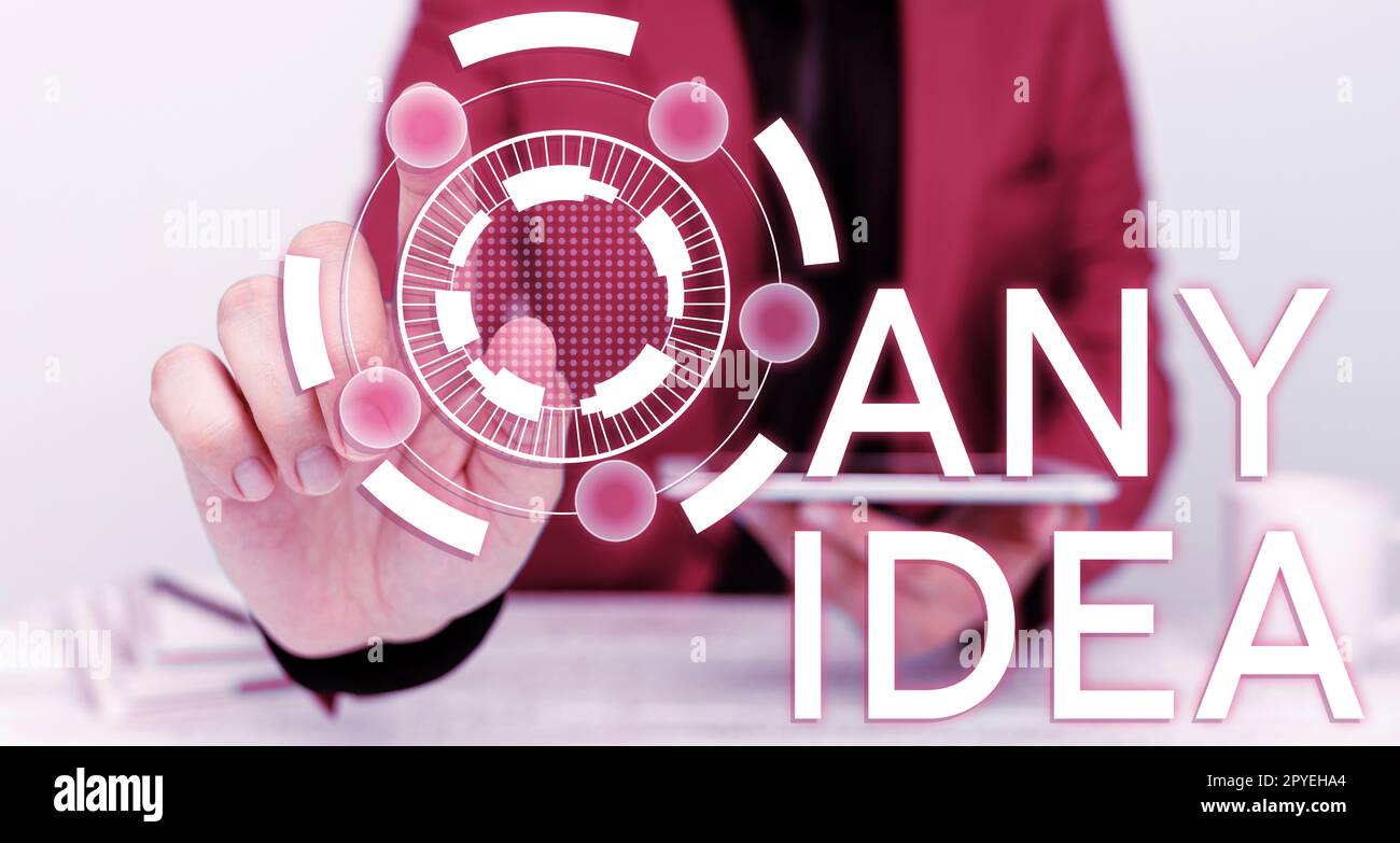 Conceptual caption Any Idea. Word Written on Asking people if they have ...