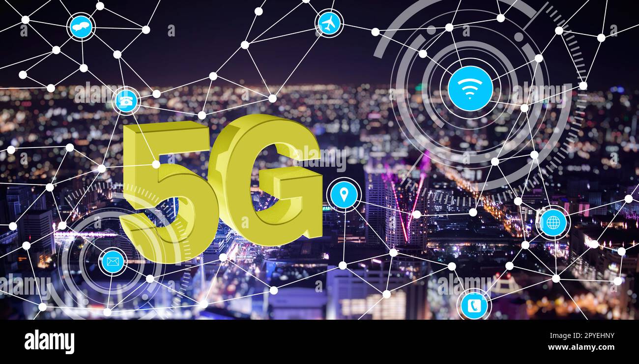 Concept of future technology 5G network systems and internet. 3d ...