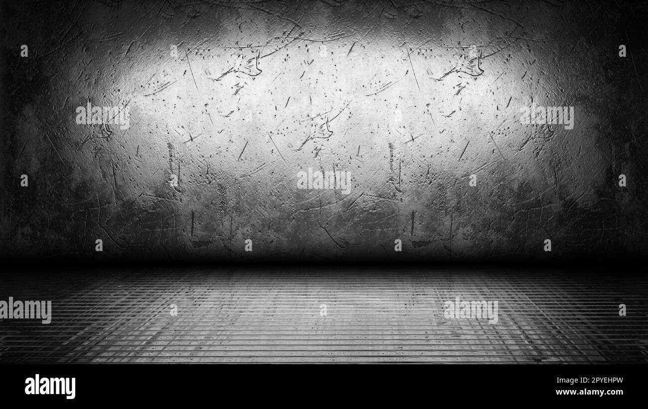 Dark room with metal background. 3d rendering Stock Photo - Alamy