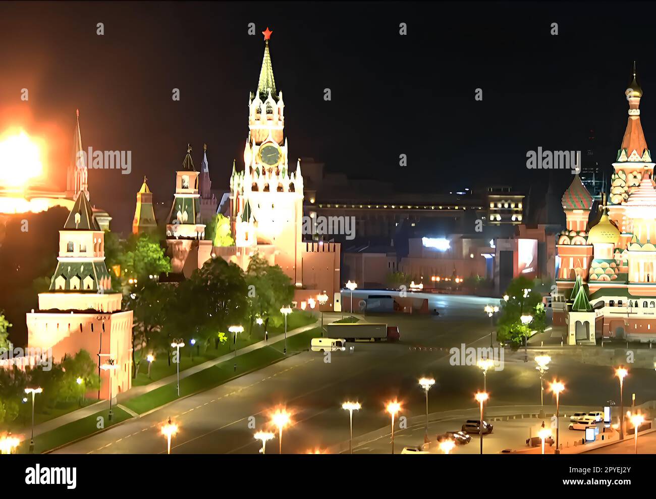 Moscow, Russian Federation. 03rd May, 2023. CCTV image shows flames and ...