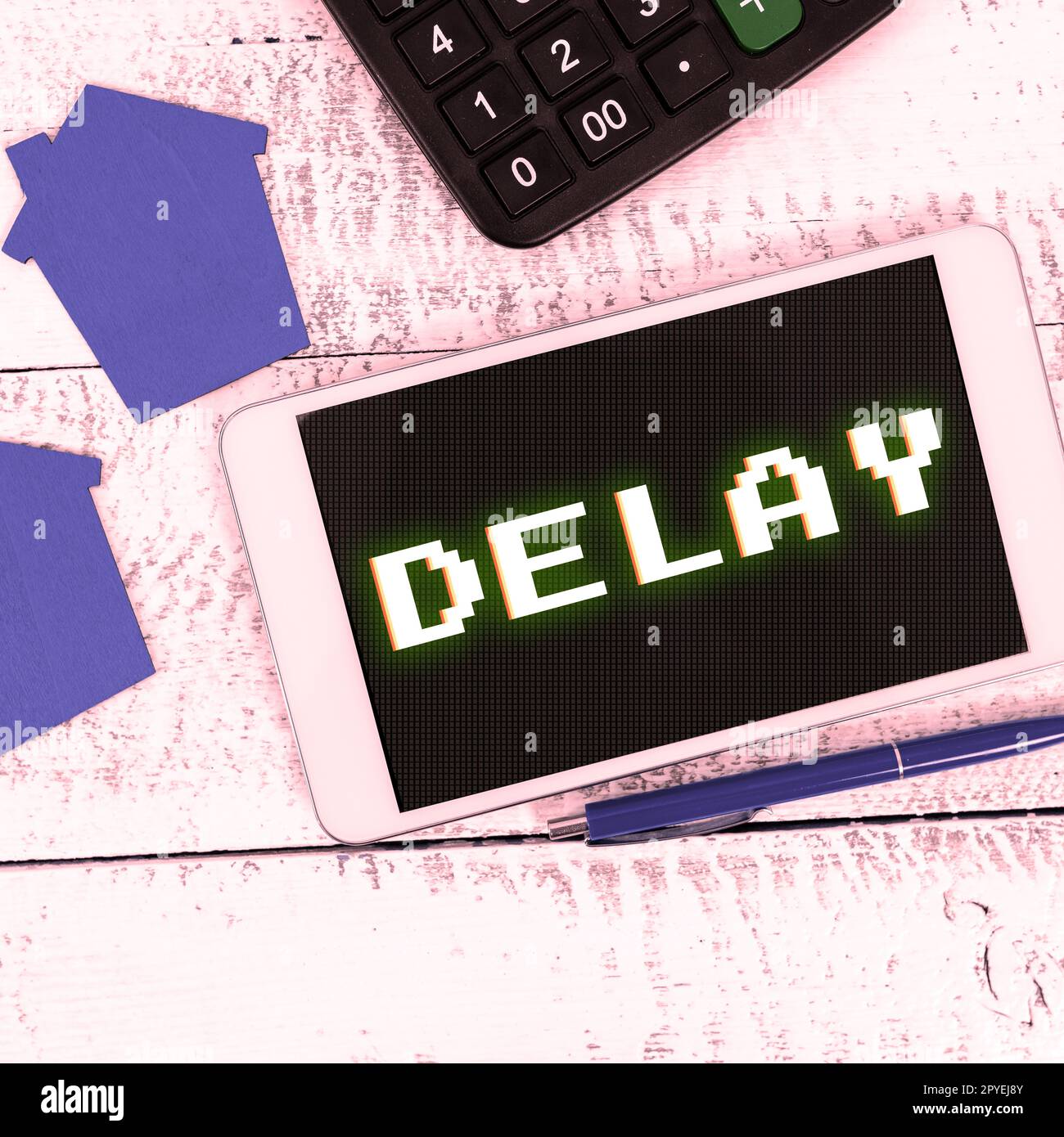 Conceptual display Delay. Business concept Unplanned deferment of a ...