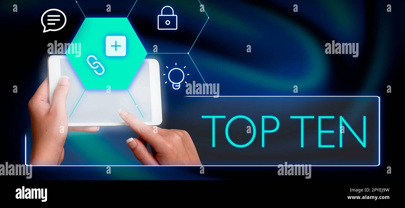 Sign displaying Top Ten. Business concept the ten most popular songs or ...