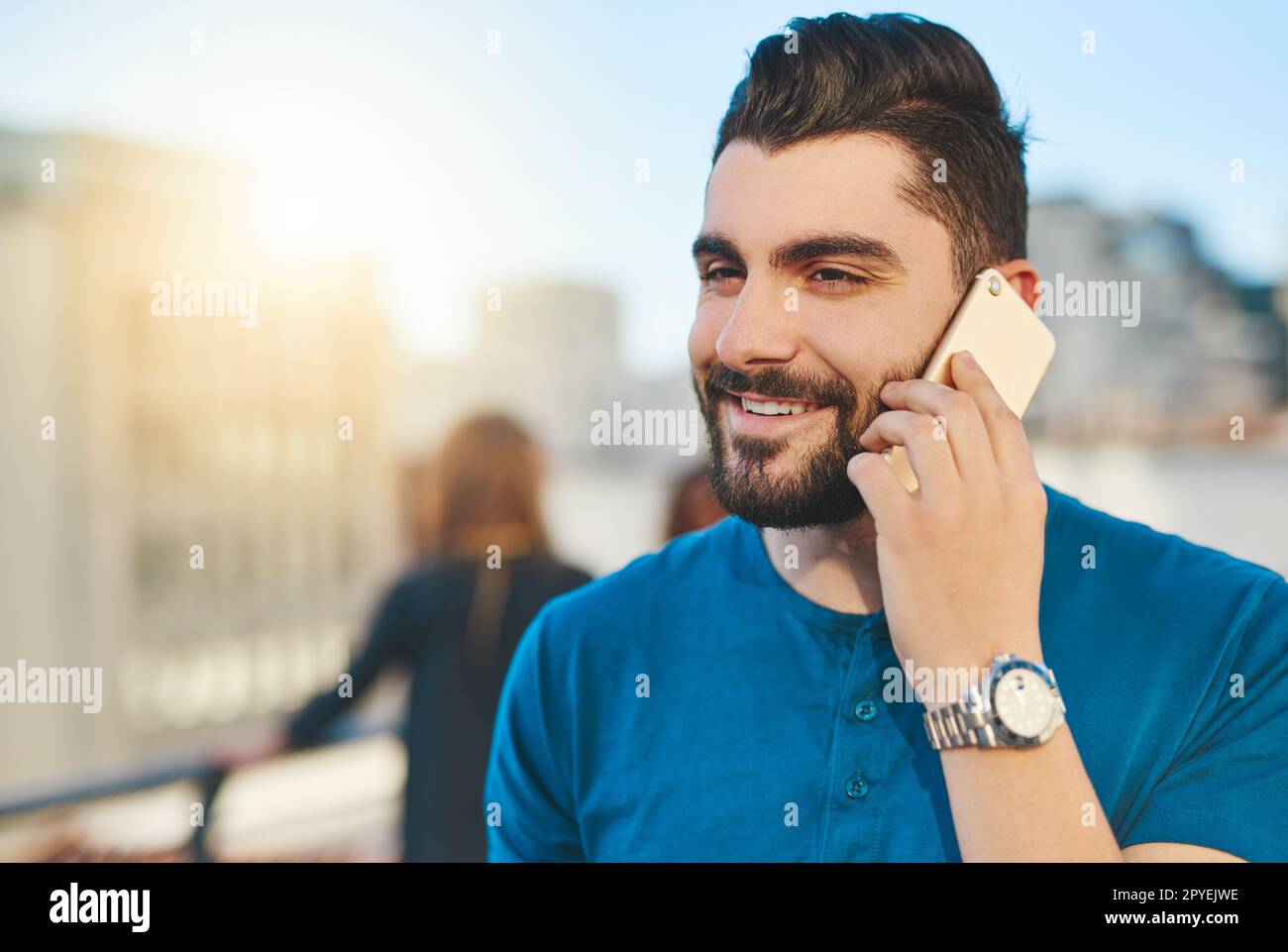 Happy man making phone call hi-res stock photography and images - Alamy