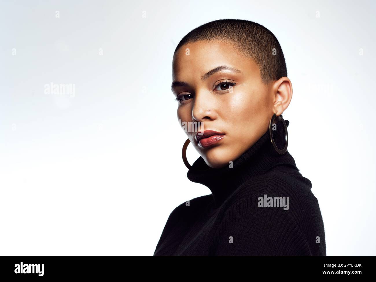 Person portrait posing pretty single studio woman young hi-res stock ...