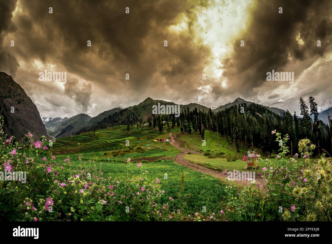 Lalazar Valley, just before the Storm hit in, KPK, Pakistan Stock Photo ...
