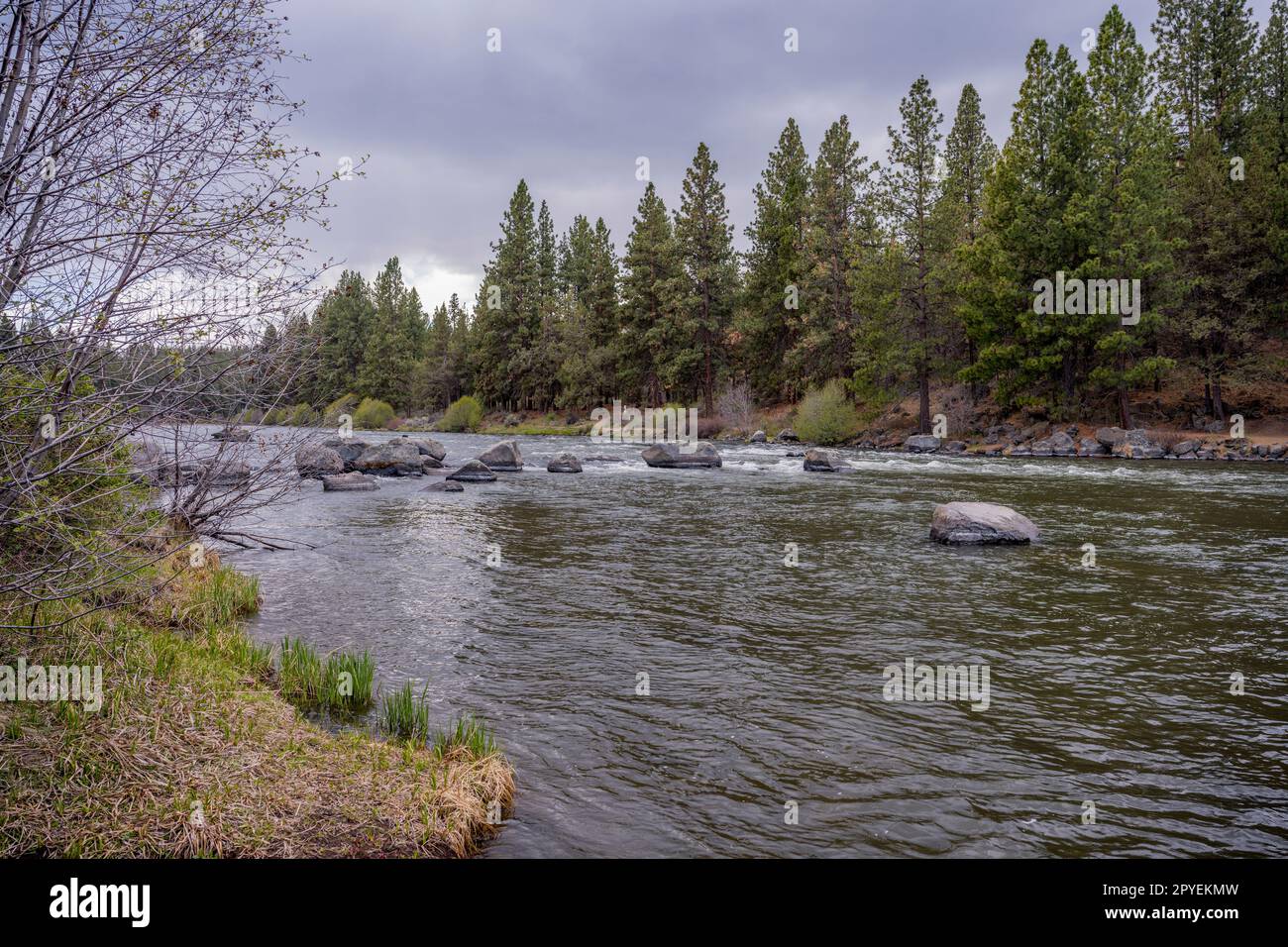 View of the Deschutes River located near Bend, Oregon, United States ...