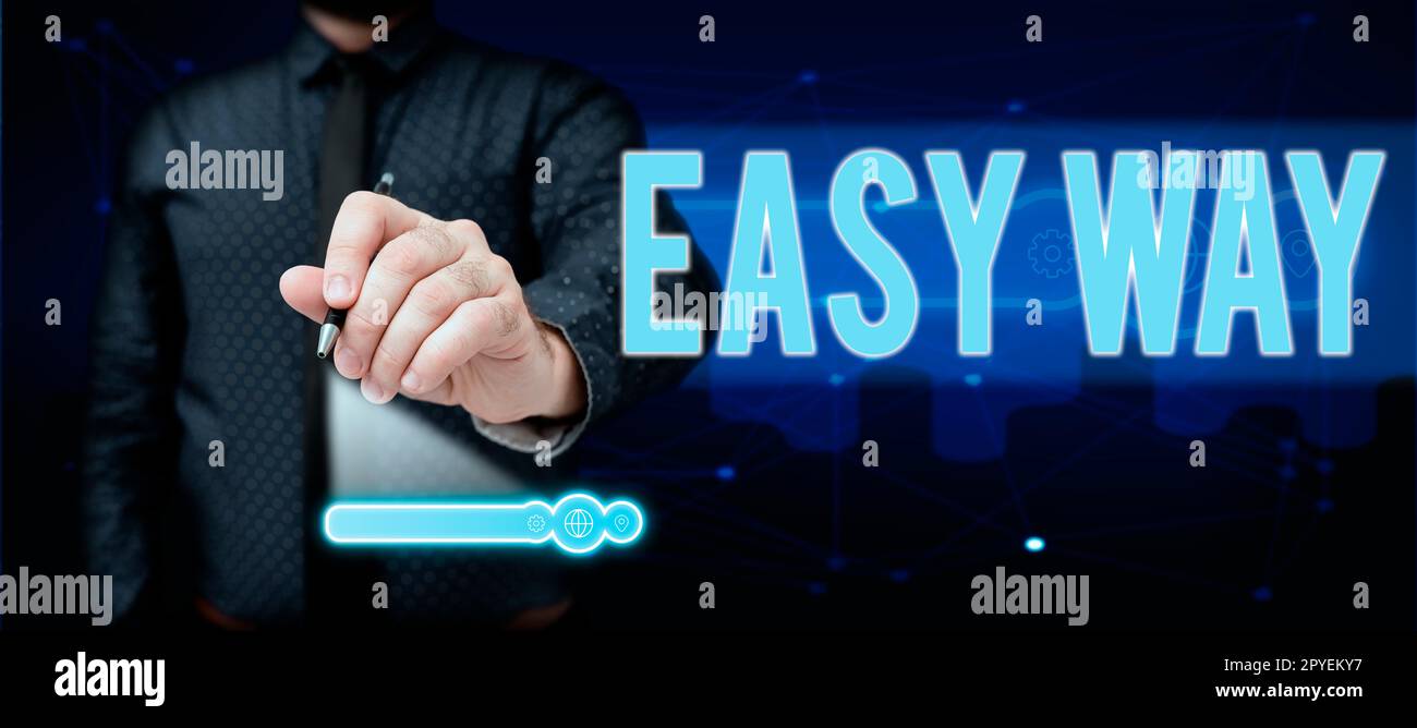 Hand writing sign Easy Way. Word for making hard decision between two ...