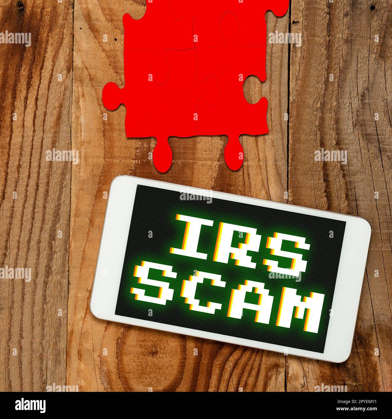 Text caption presenting Irs Scam. Conceptual photo targeted taxpayers ...