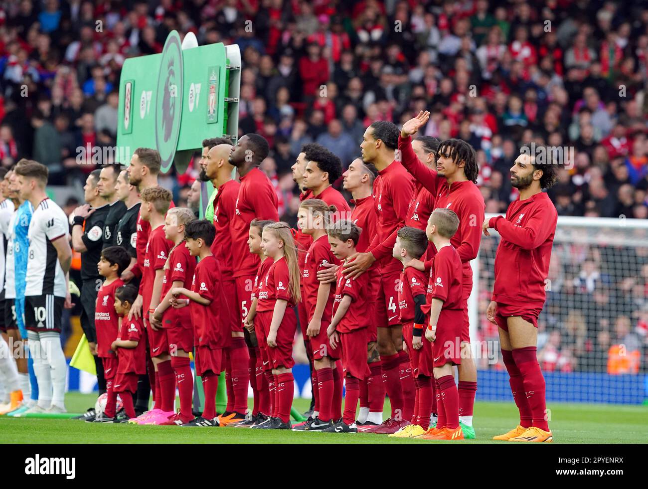 Liverpool line up during the Premier League match at Anfield, Liverpool ...