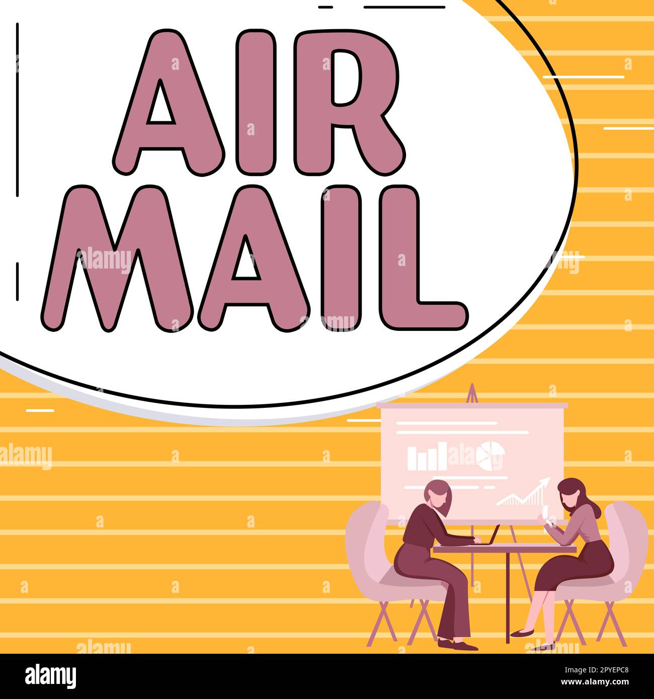 Conceptual display Air Mail. Word Written on the bags of letters and ...