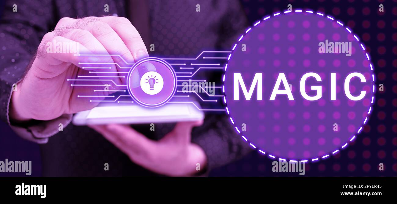 Hand writing sign Magic. Internet Concept power of influencing events ...