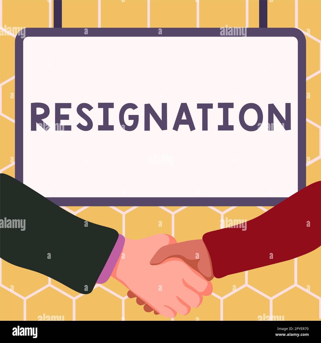 Text sign showing Resignation. Word Written on act of giving up working ...