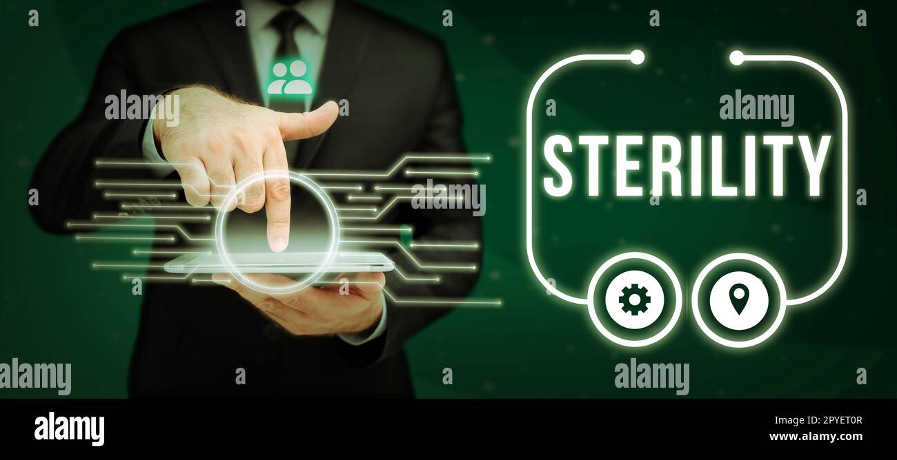 Conceptual caption Sterility. Business idea a condition of being free ...