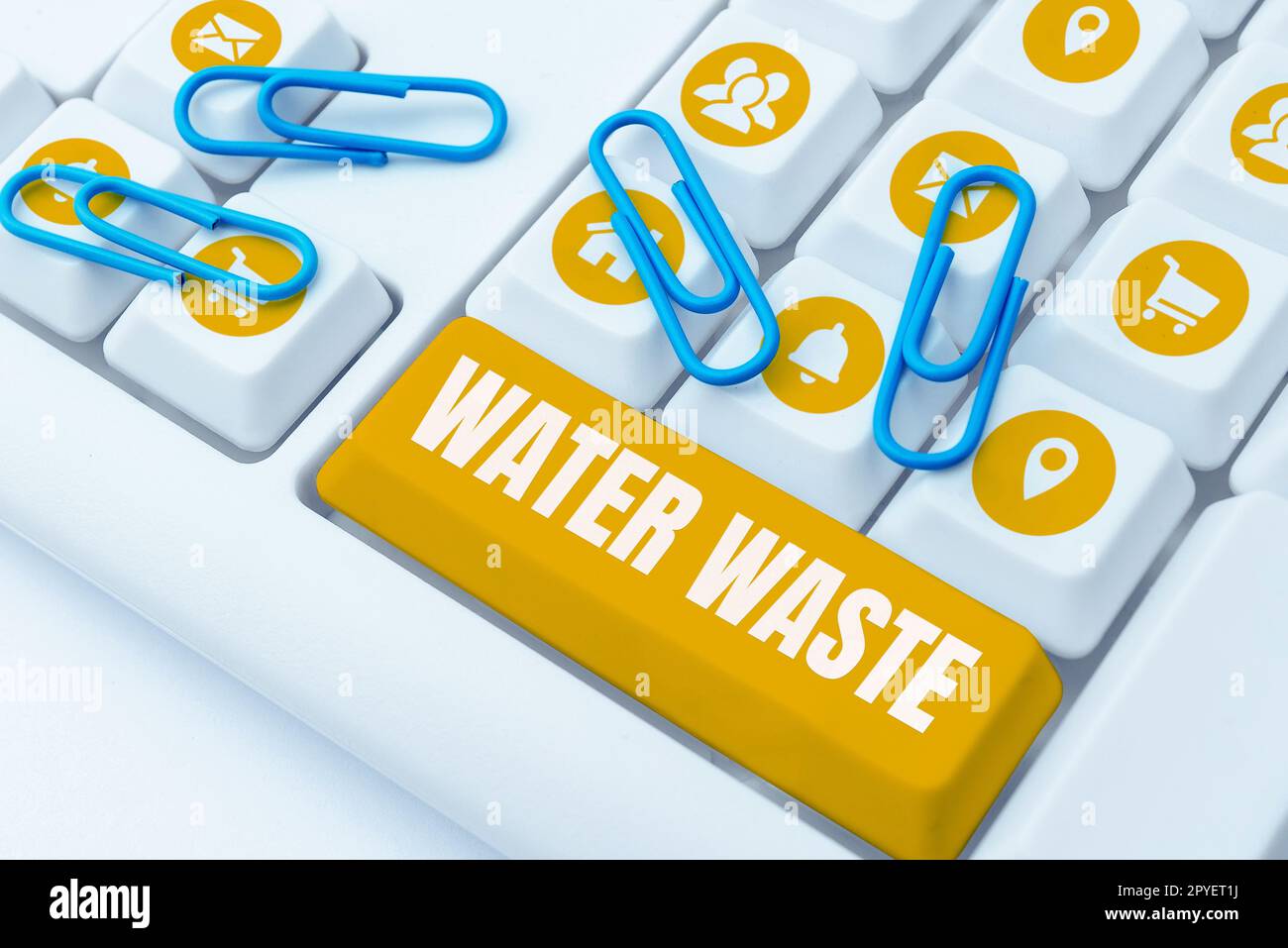 Hand writing sign Water Waste. Word Written on liquid that has been ...